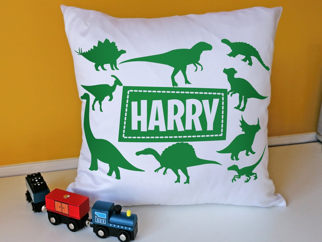 All Colours, Boys Personalised Dinosaur Cushion, Dinosaur Cushion Cover ...