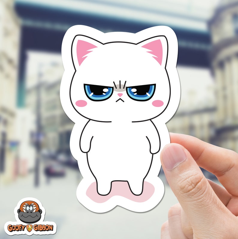 Angry Cat Cute Kawaii Sticker Beste Vriend Gift Kitty | Etsy