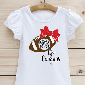 Monogram Football Shirt for Girls Football Fan T-shirt Gameday in the ...