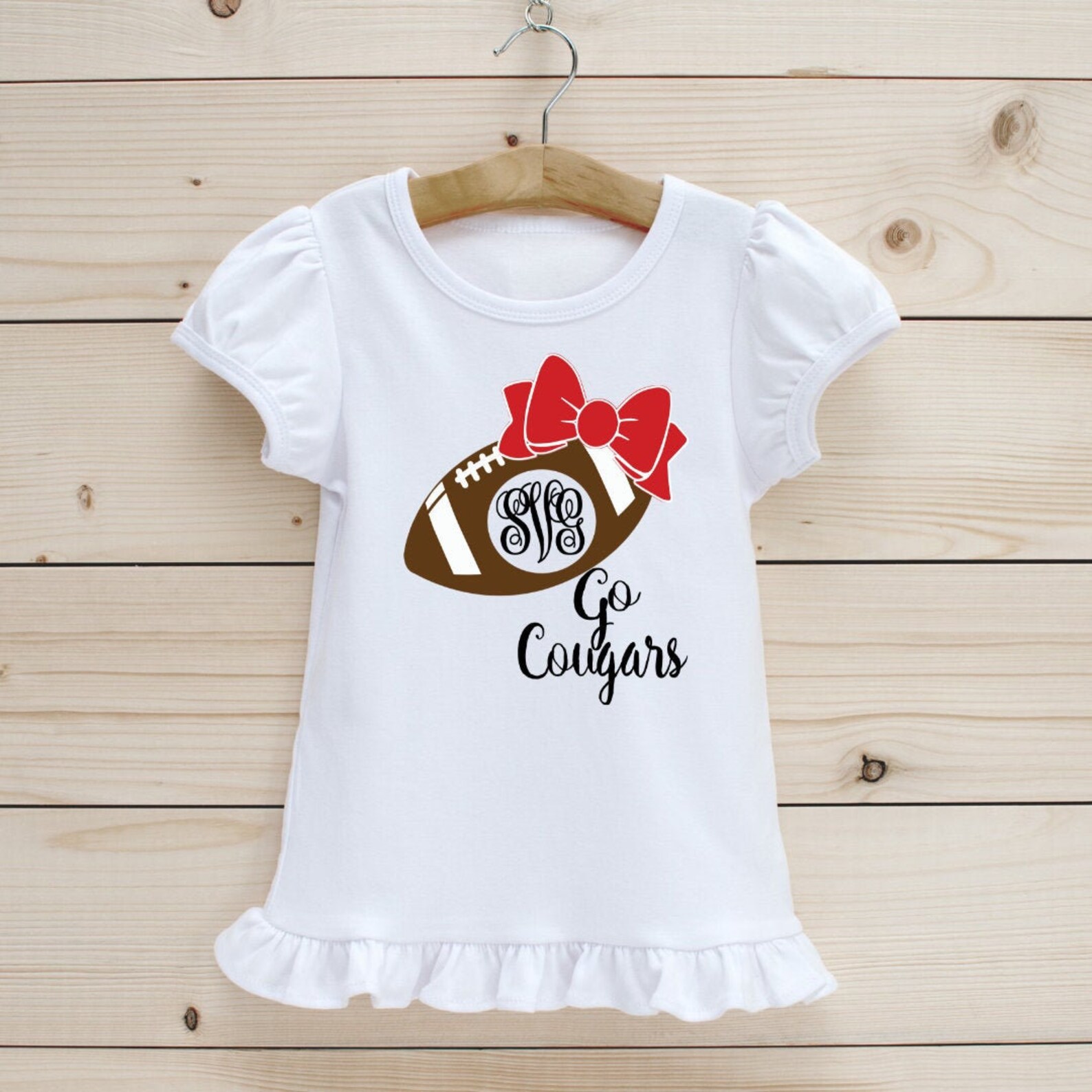 Monogram Football Shirt for Girls Football Fan T-shirt Gameday in the ...