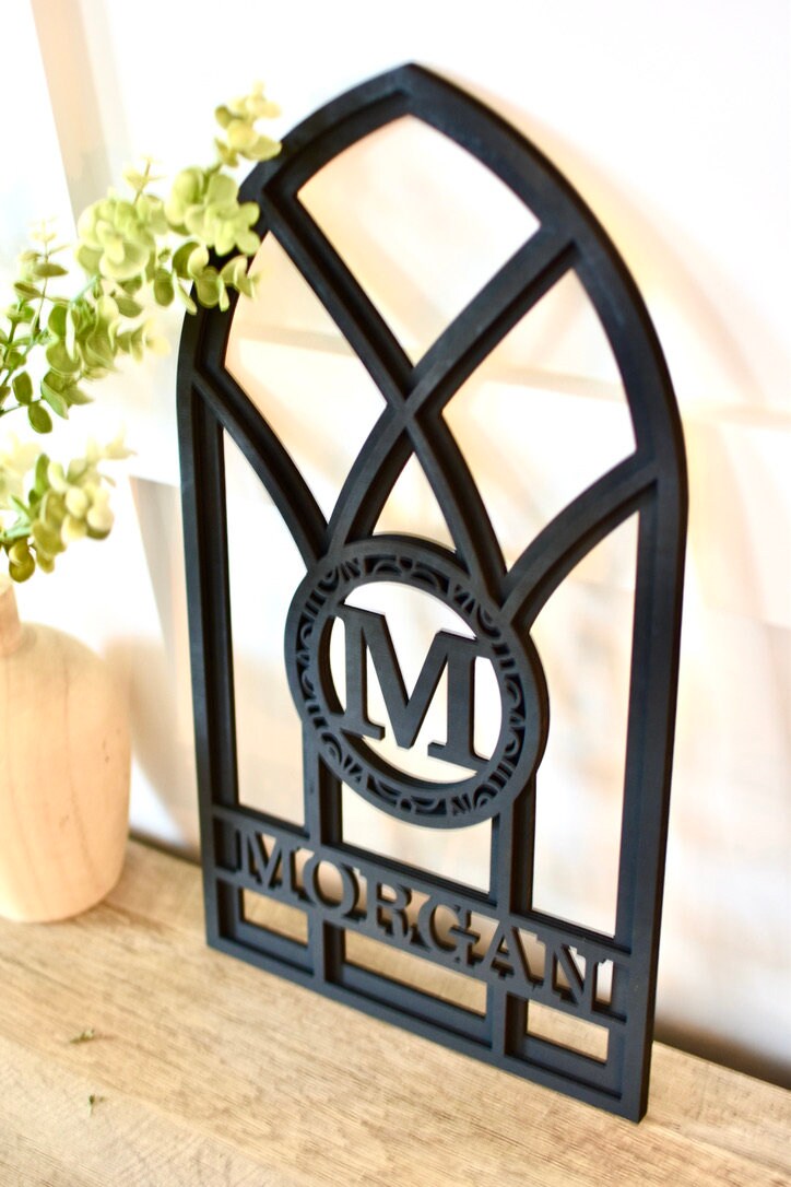 Custom Wood Arch Window Sign Personalized Monogram Arch Door | Etsy