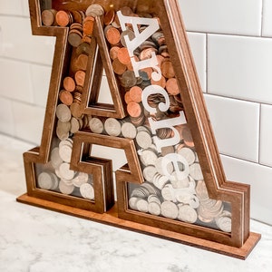 Personalized Name Letter Bank, Custom Name Piggy Bank for Kids, Wood ...
