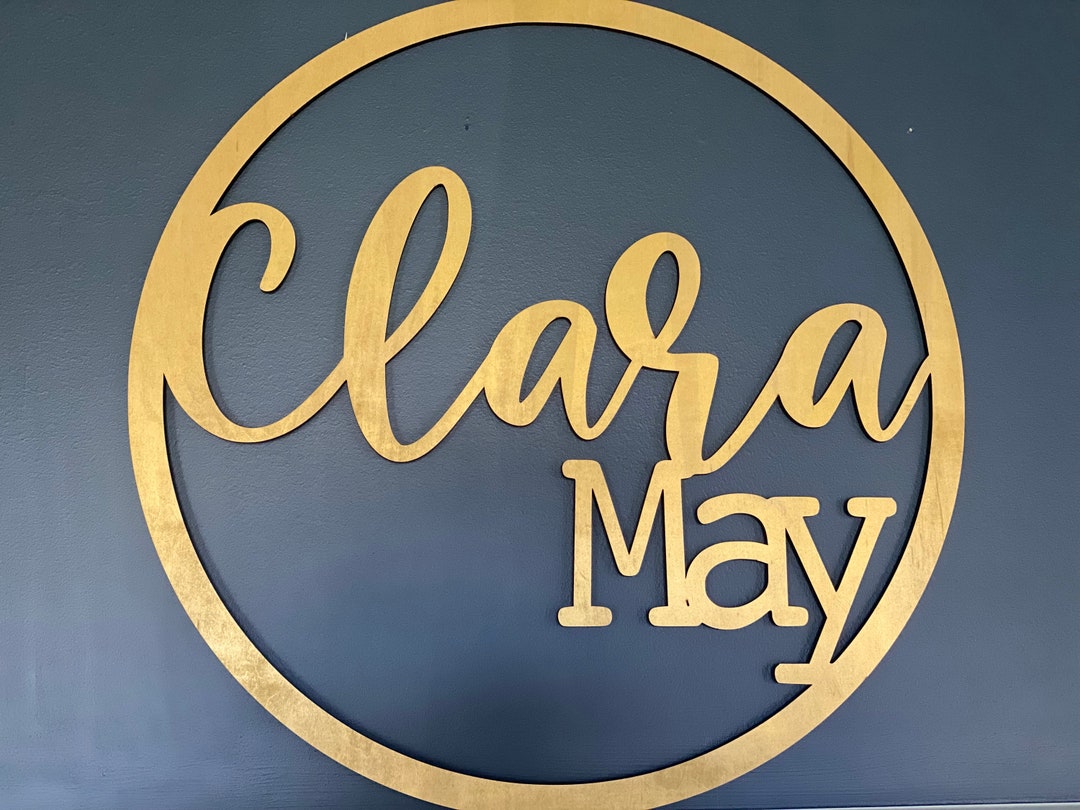 Custom Baby Name Nursery Round Sign, Personalized Wooden Name Sign ...