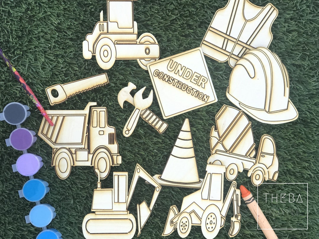 Paint Your Own Construction Set, Construction Set Cut-outs, DIY Craft ...