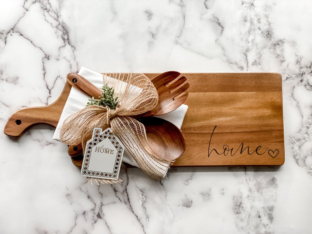 Home Heart Cutting Board Gift Set, Housewarming Gift Basket, Real ...