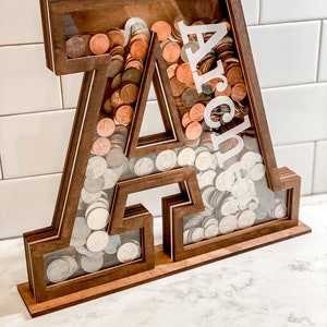 Personalized Name Letter Bank, Custom Name Piggy Bank for Kids, Wood ...