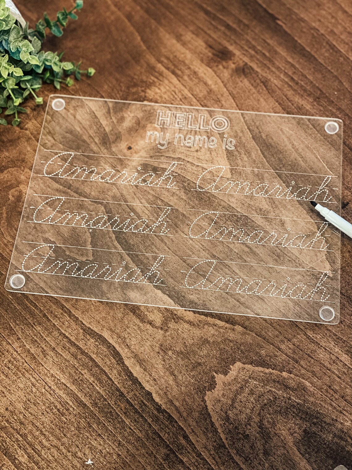 Cursive Name Trace Board, Reusable Personalized Custom Script Trace Dry ...