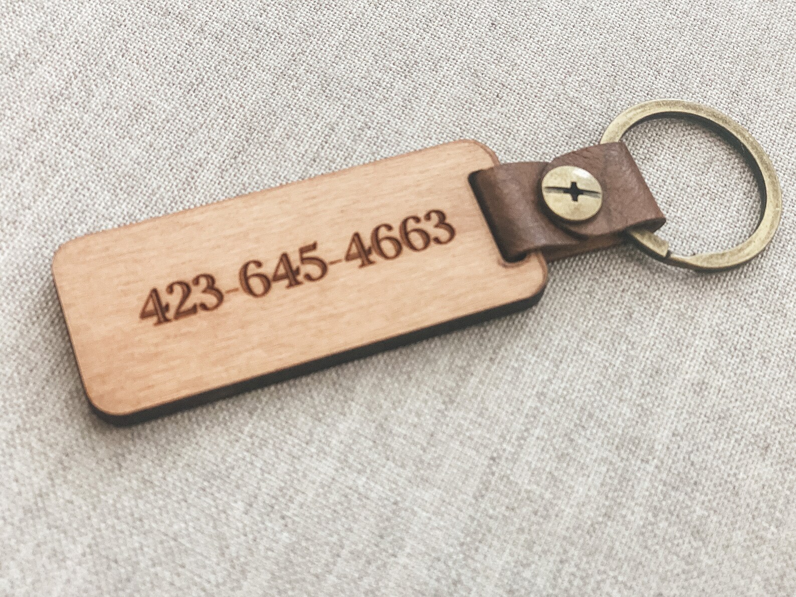 Custom Logo Walnut Keychain Personalized Business Name - Etsy
