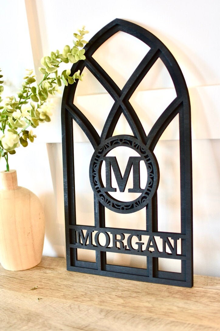 Custom Wood Arch Window Sign Personalized Monogram Arch Door | Etsy