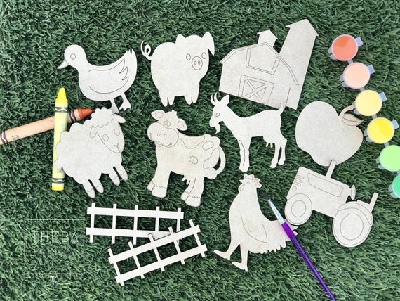 DIY Farm Craft Set Paint your Own Farm Barn Set Cut-Outs DIY | Etsy