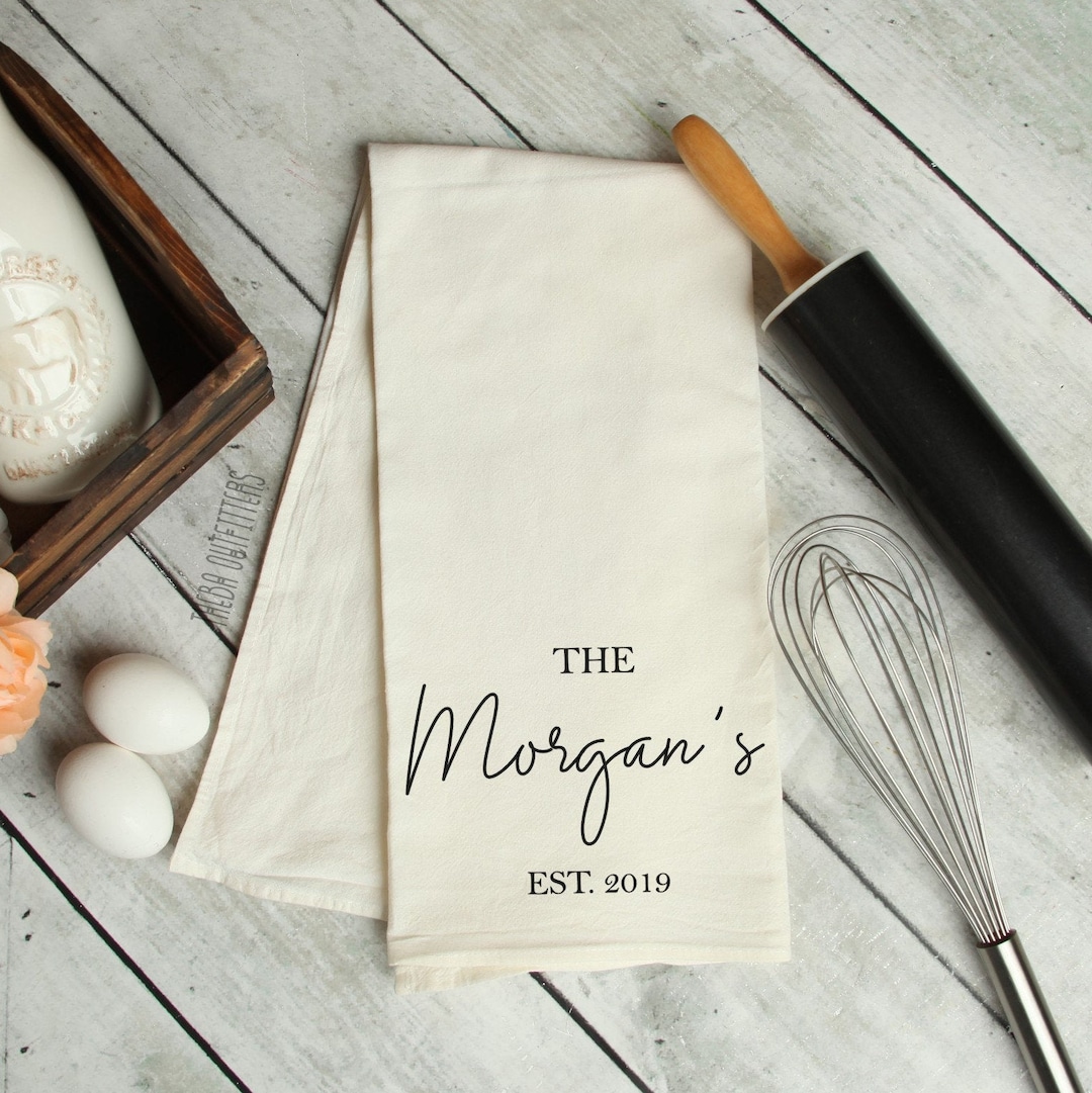 Personalized Tea Towel, Last Name Kitchen Towel, Custom Name Tea Towel ...