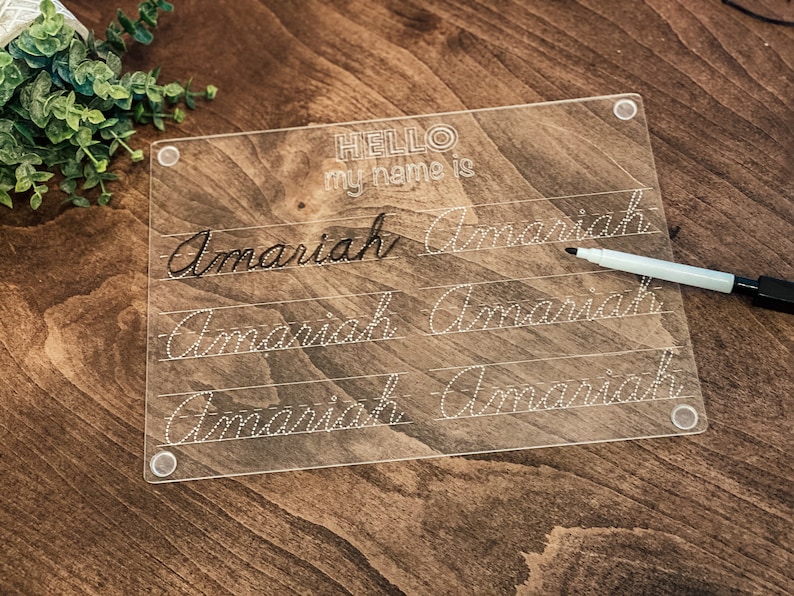 Cursive Name Trace Board, Reusable Personalized Custom Script Trace Dry ...