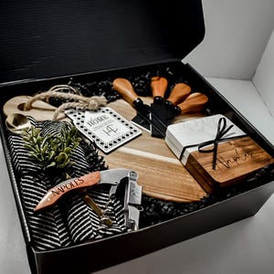 Personalized Acacia Board Gift Set for New Homeowners - Engraved Luxury ...