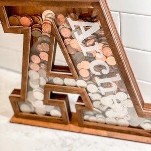 Personalized Name Letter Bank, Custom Name Piggy Bank for Kids, Wood ...