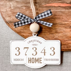 Personalized Zip Code Christmas Ornament, Home Laser Cut Ornament ...
