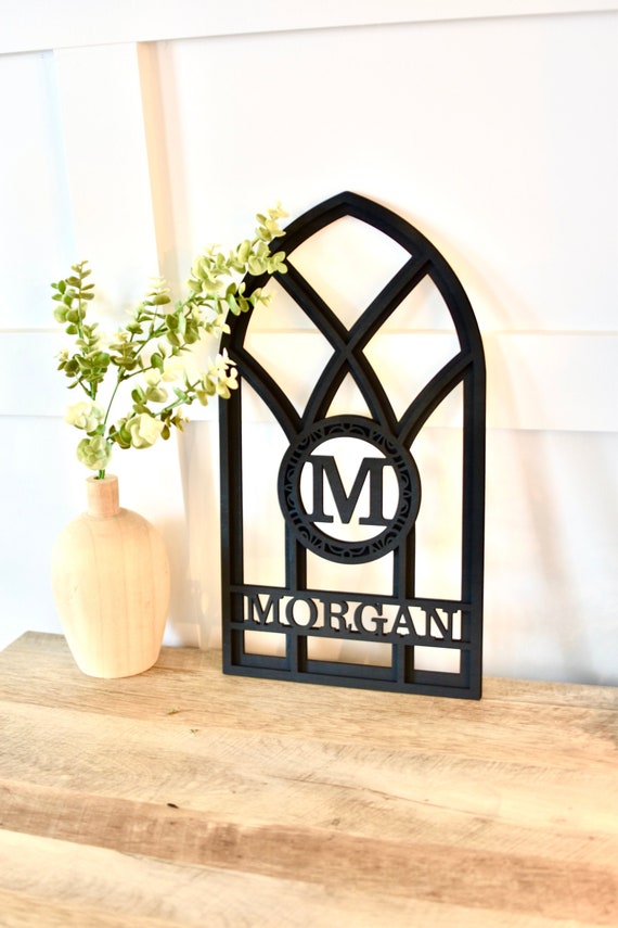 Custom Wood Arch Window Sign Personalized Monogram Arch Door | Etsy