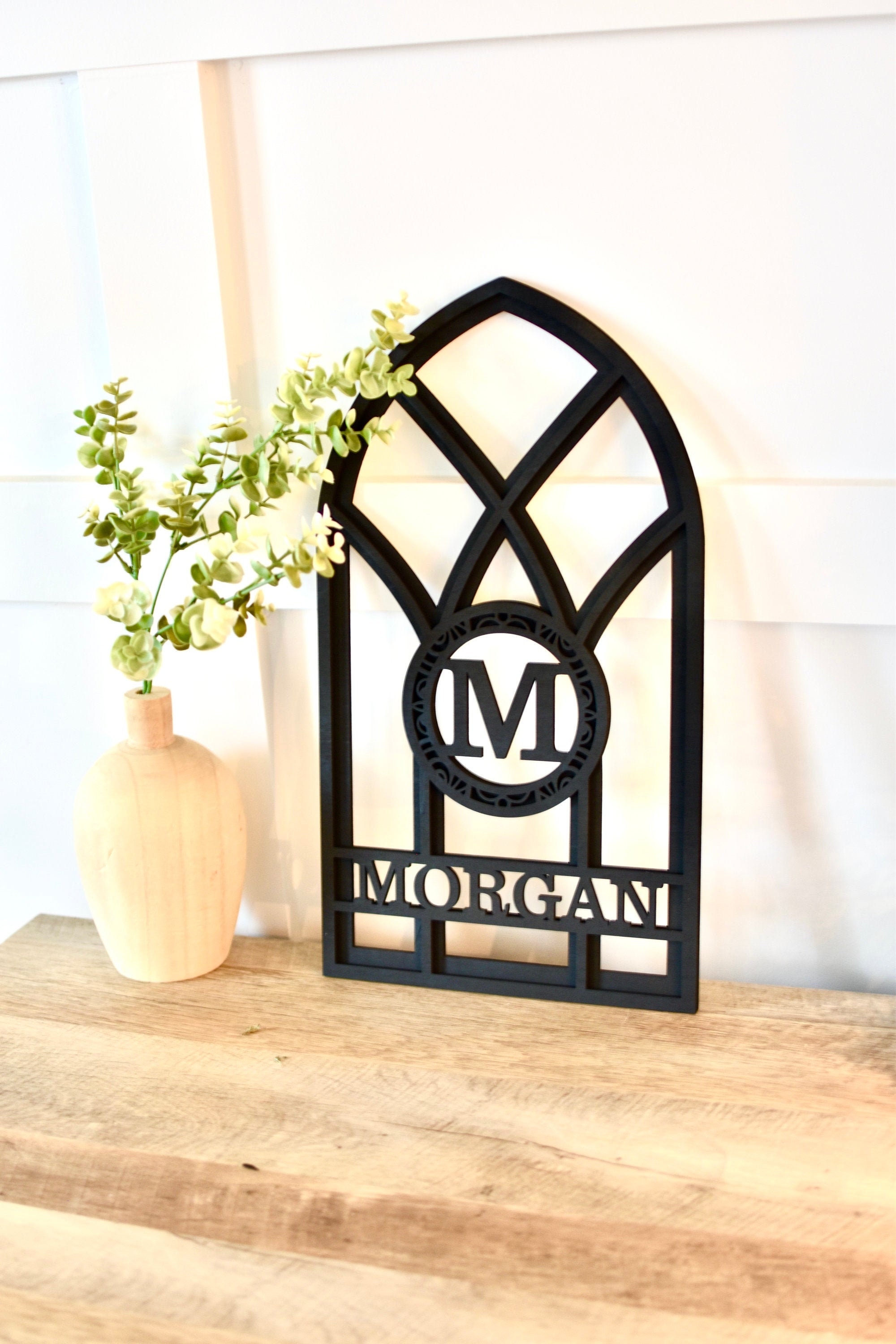 Custom Wood Arch Window Sign Personalized Monogram Arch Door | Etsy