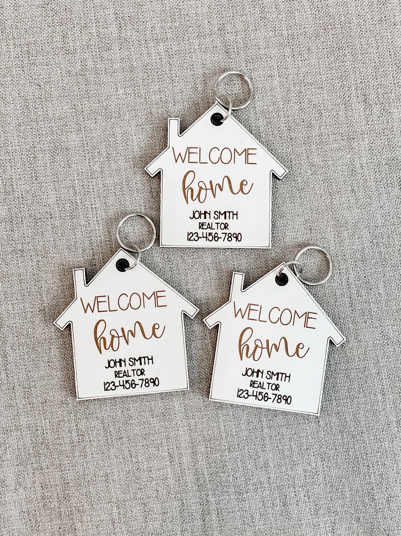 Personalized Welcome Home Keychain, Custom Real Estate Keychain ...