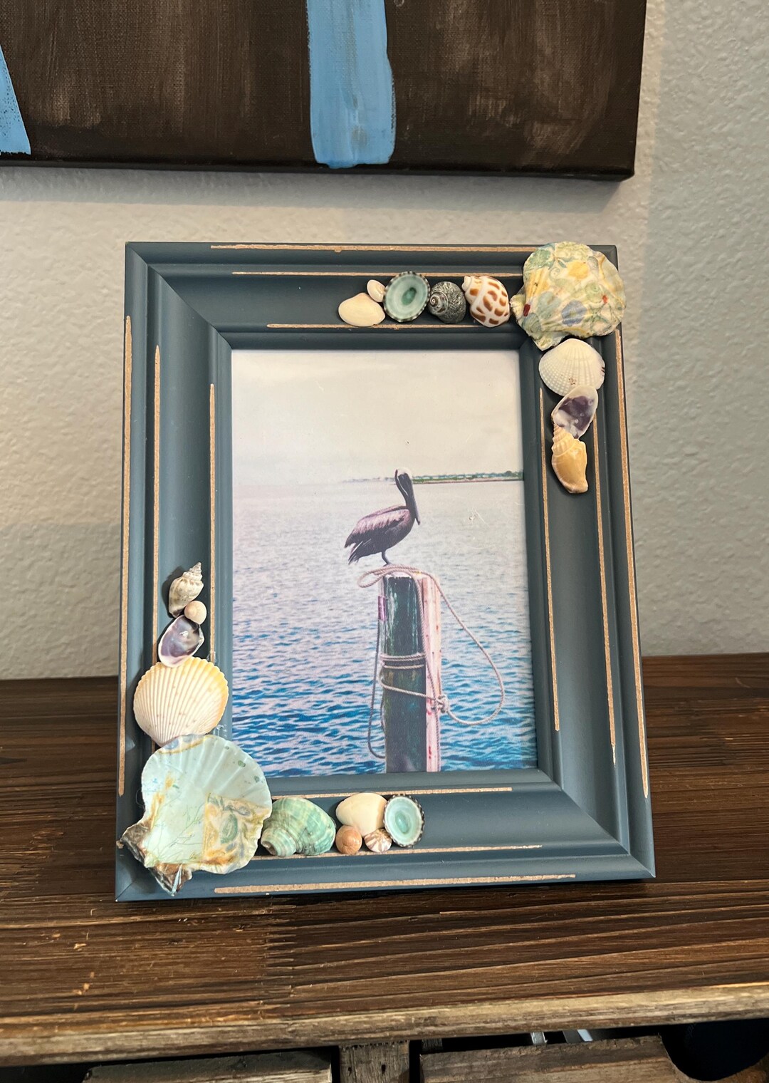 5x7 Beach Frame, Picture Frame, Decopauged Shell and Natural Seashell ...