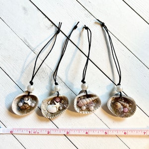 Set of 4, Small, Handmade, Seashell Resin Ornaments, Christmas ...