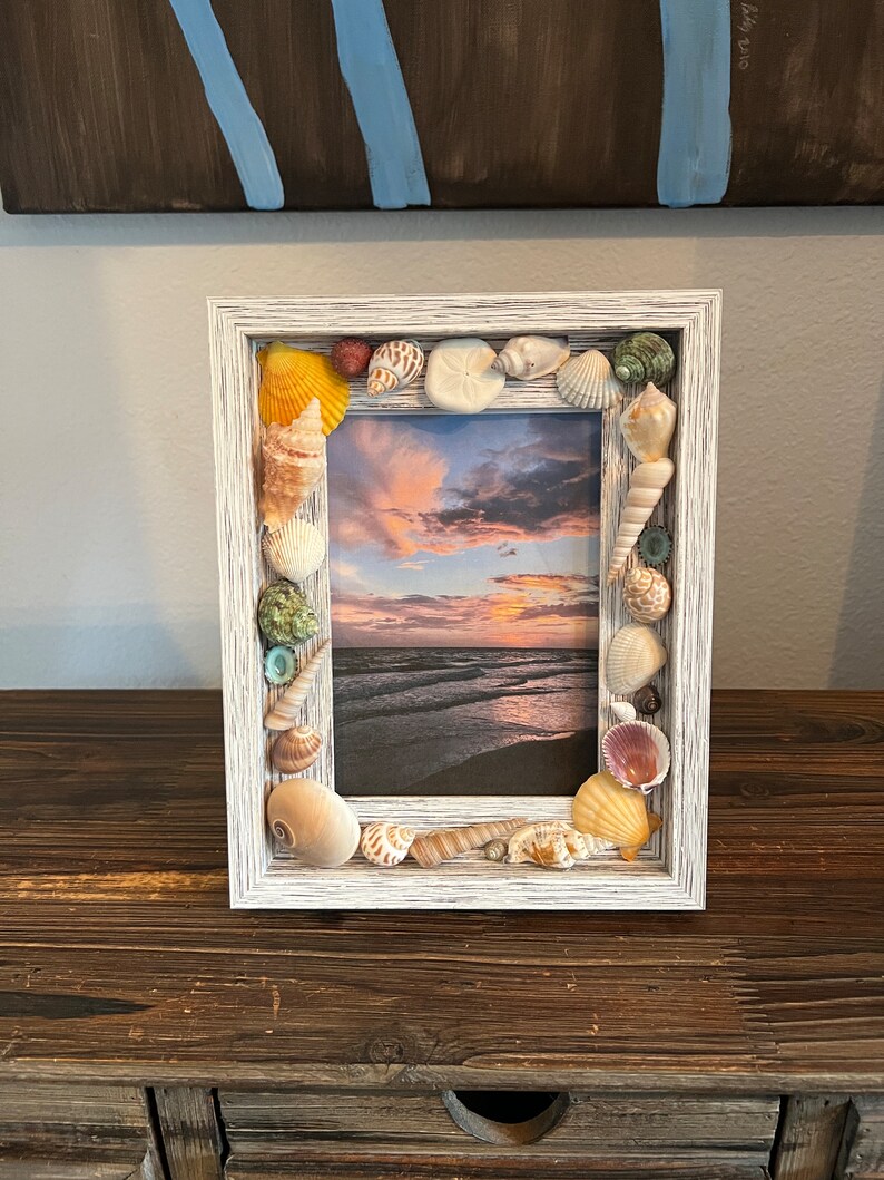 5x7 Beach Picture Frame, Shell Frame, Seashell Picture Frame, Rustic ...