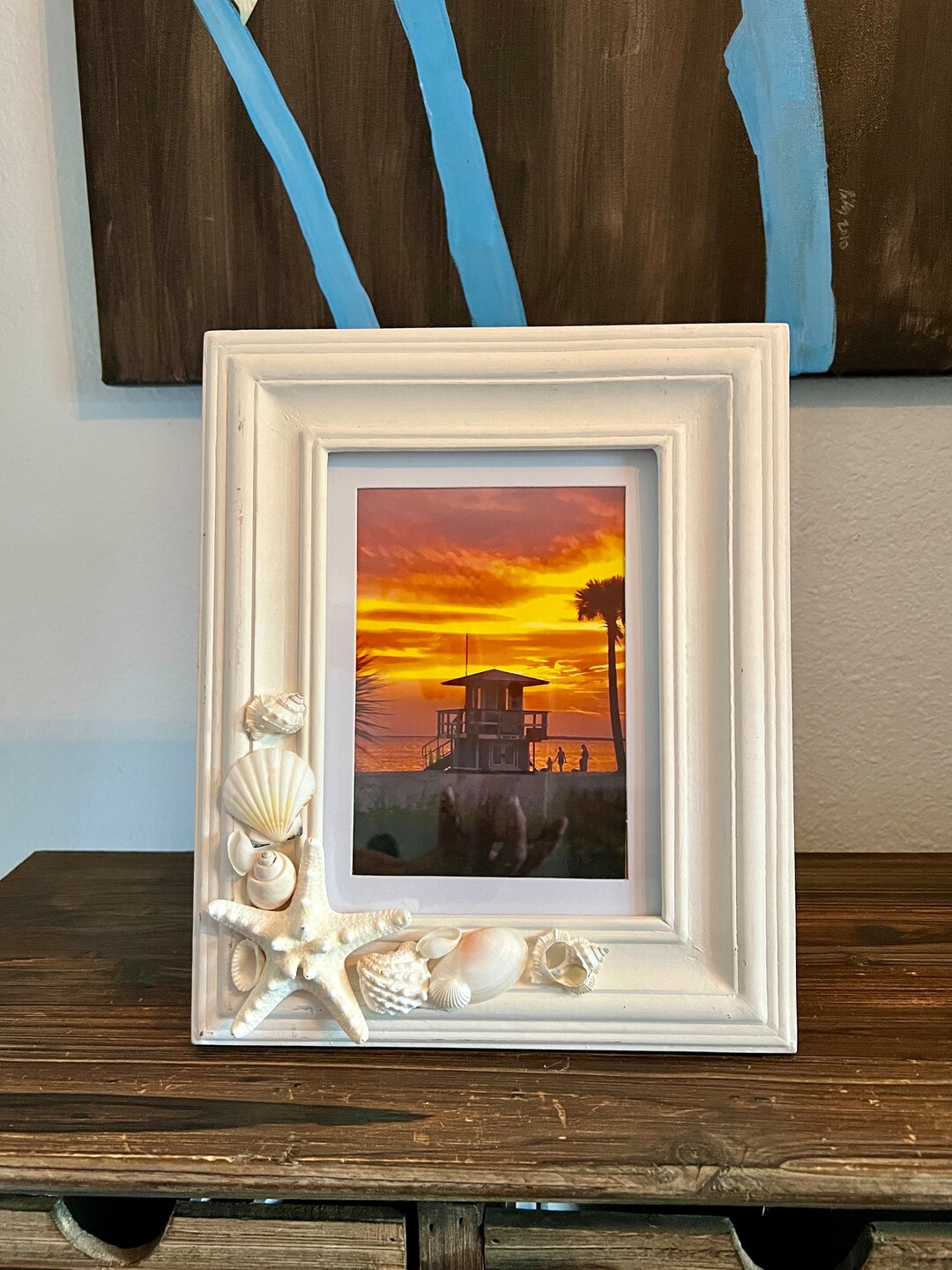 Beach Frame, 5x7, Shell Frame, White Seashell Frame, Picture Frame - Etsy