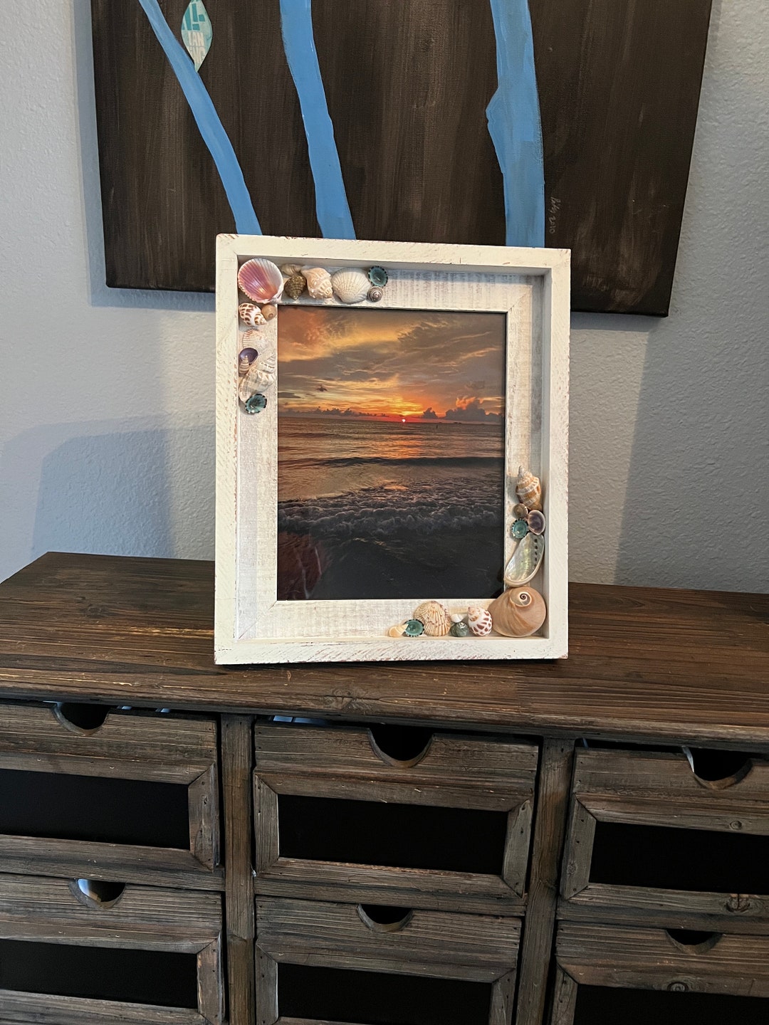 8x10 Rustic Beach Frame With Seashells Shell Frame Picture - Etsy