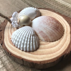 Shell Angel Ornament Seashell Angel on Sliced Wood - Etsy
