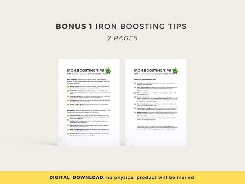 Iron Rich Food List, Iron Rich Food Chart, Printable PDF, Bonus Weekly ...