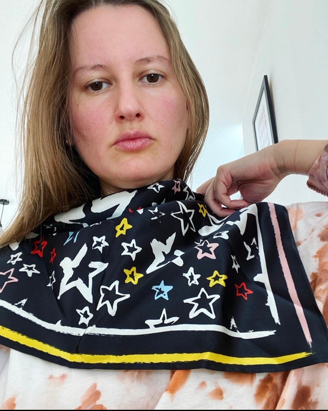 Hand-painted Star Silk Scarf: Satin Bandana, Made in London - Etsy