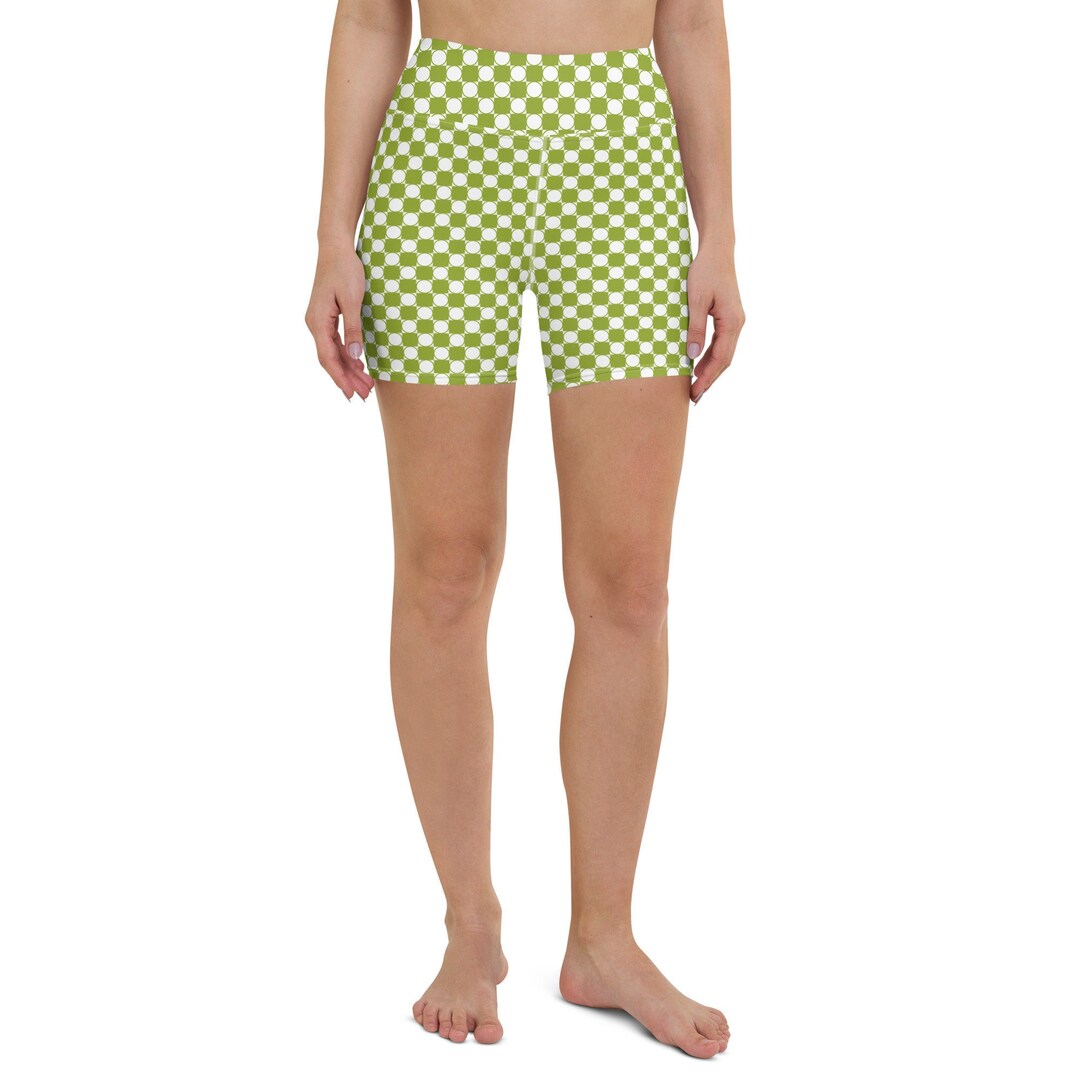 Checkered Biker Yoga Shorts in Green/cycling Shorts/gym Wear/activewear ...
