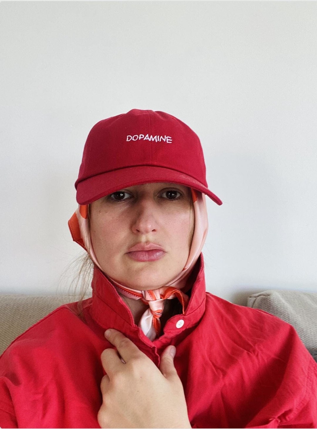 Dopamine Embroidered Cotton Cap/ Festival Hat/tomato Red/red Hat ...