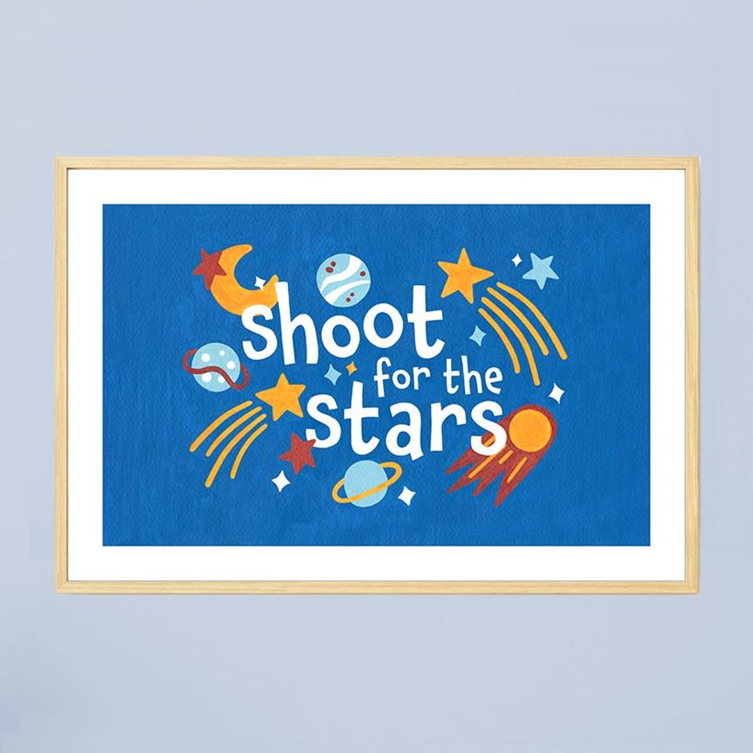 Shoot for the Stars Giclee Art Print, Space Nursery Decor, Boys Outer ...