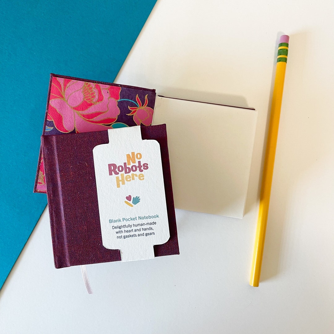 Purple Blank Handstitched Notebook, Blank Handbound Journal, Floral ...