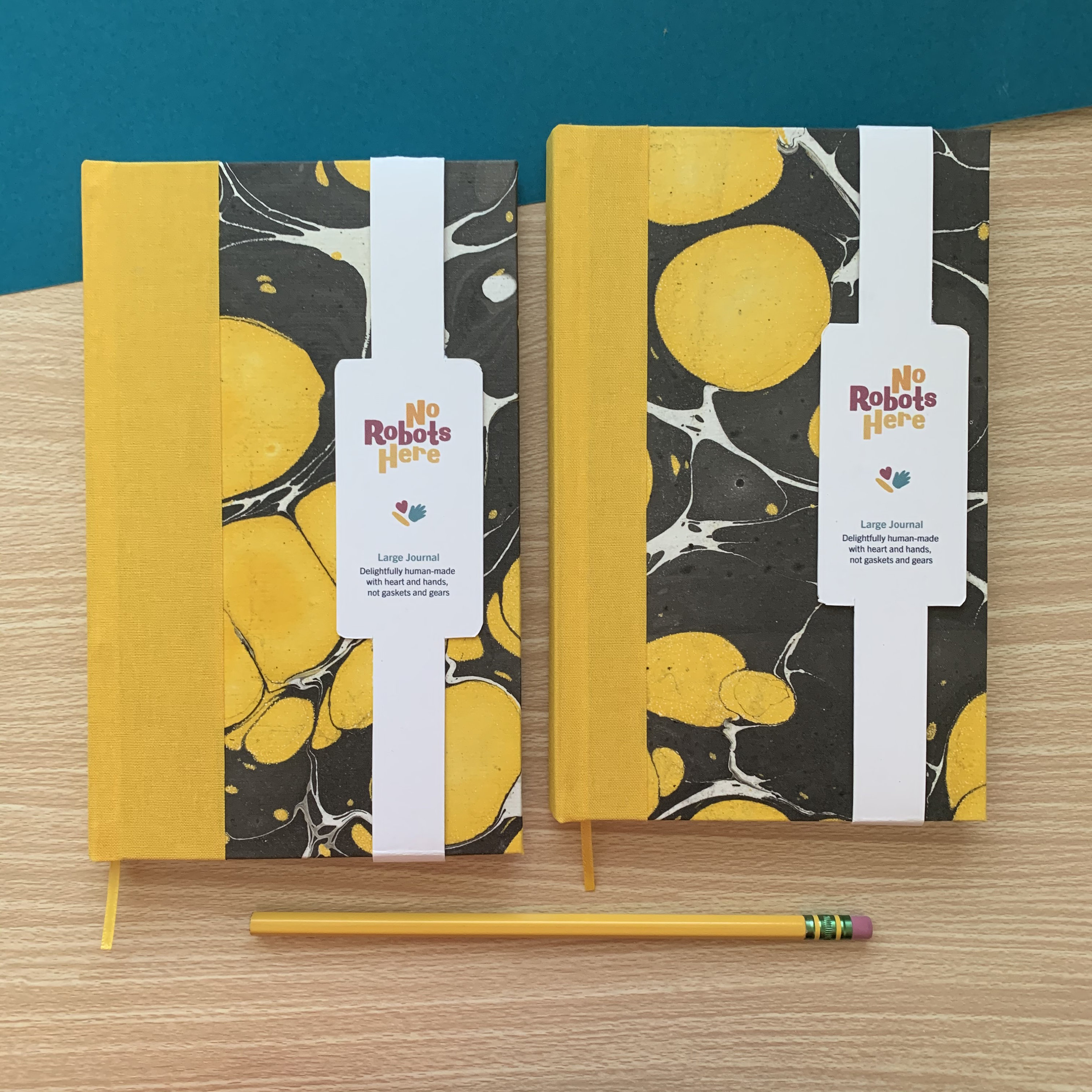 Marbled Yellow Hard Cover Diary, Elegant Lined Journal, Large Hand ...