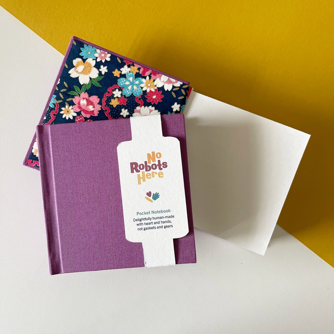 Blank Rectangular Notebook, Floral Patterned Endpages, Pocket-sized ...