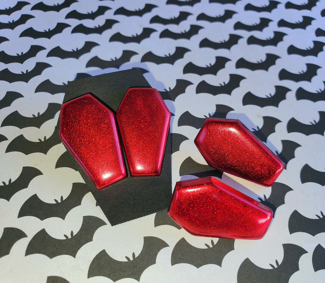 Ruby Red Coffin Earrings ~ Horror Queen ~ Coffin Girl ~ Coffin Stud ...