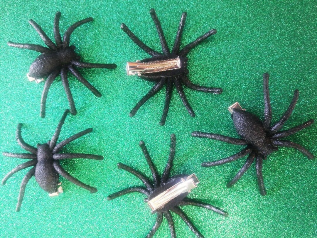 Black Glitter Hair Spider Clips - Etsy