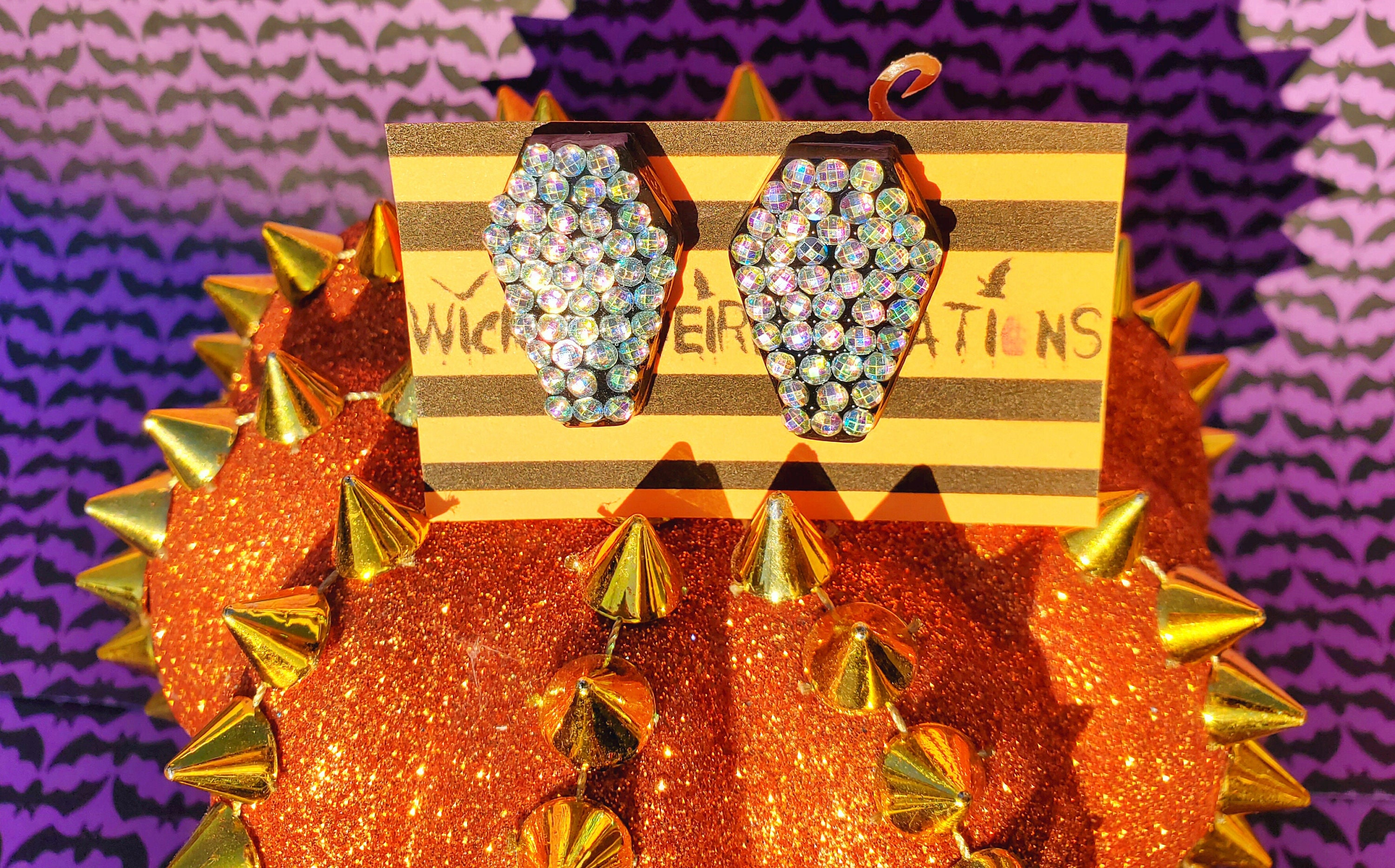 Diamond Coffin Earrings Rhinestone Coffins Coffin Wedding | Etsy