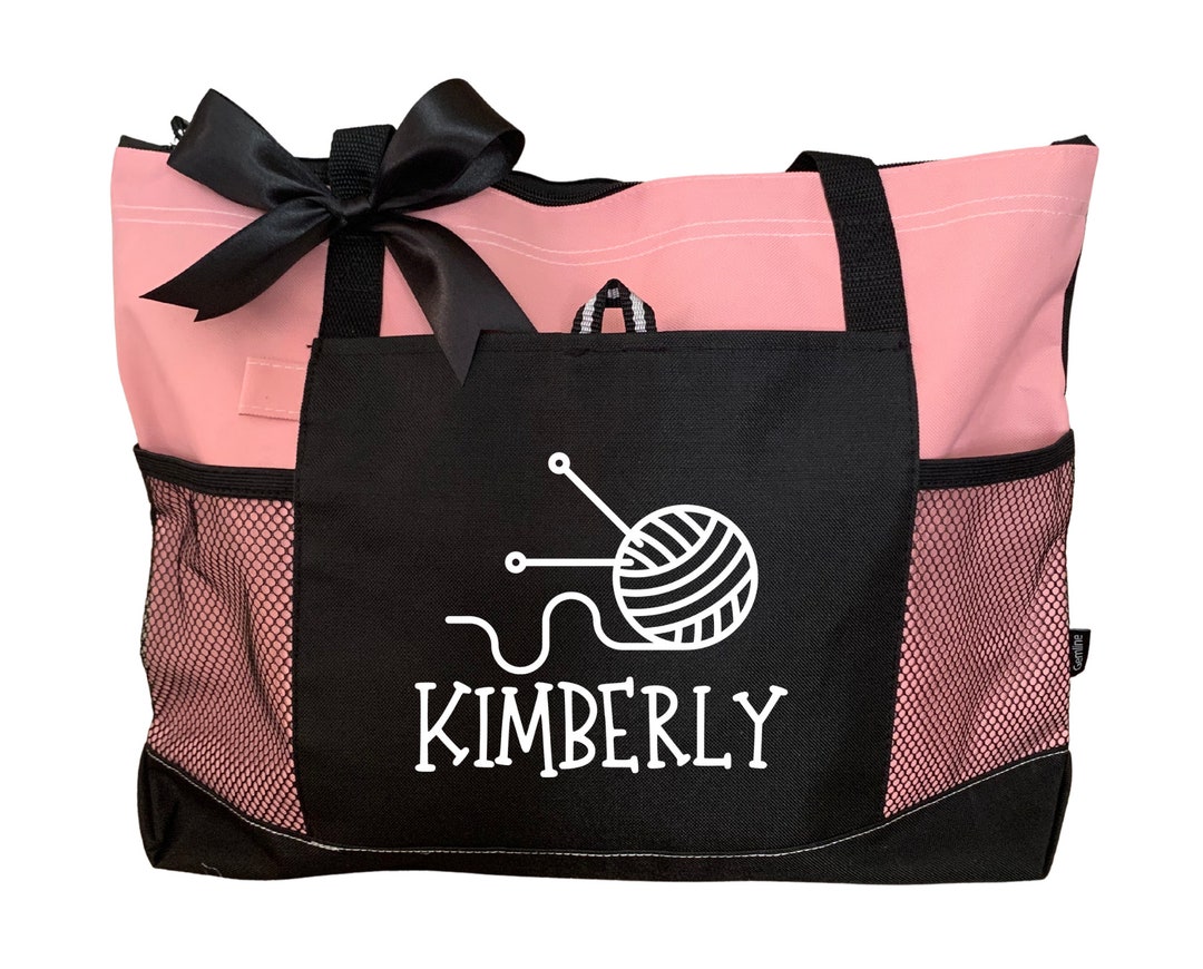 Knitting Tote Bag for Knitting Bag for Yarn Knitting Project Bag Zipper ...