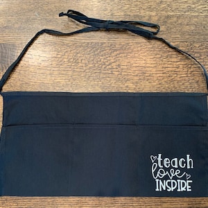 Teach Love Inspire Waist Apron - Cute Three-pocket Apron for Teachers ...