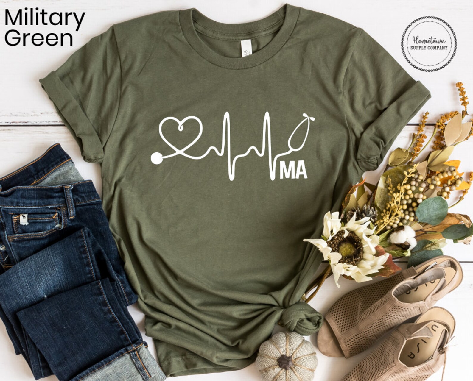 Medical Assistant Shirt Heartbeat Stethoscope Shirt MA Shirt | Etsy