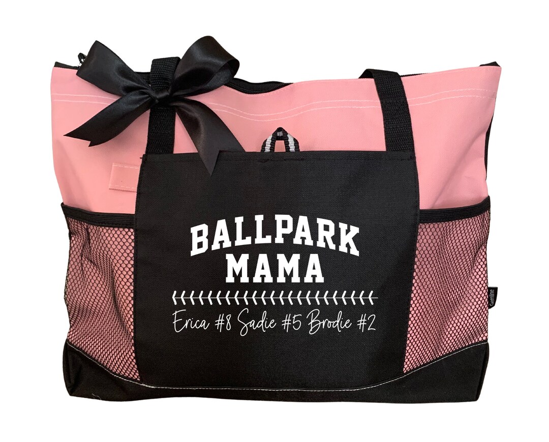 Ballpark Mama Tote Bag, Personalized Tote, Zippered Tote Bag, Gift for ...