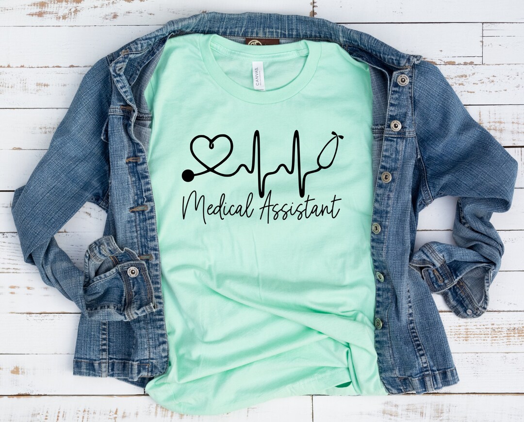 Medical Assistant Shirt, Heartbeat Stethoscope Shirt, MA Shirt Women ...