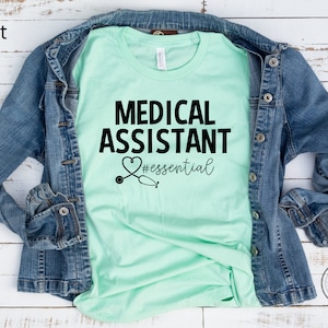 Medical Assistant Shirt, Essential, Heart Stethoscope, MA Shirt Women ...