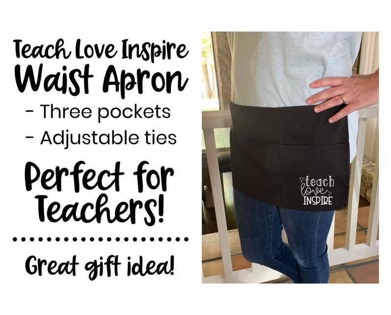 Teach Love Inspire Waist Apron Cute Three-pocket Apron for - Etsy
