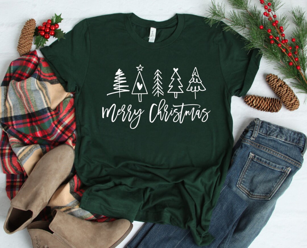 Merry Christmas Trees Shirt, Christmas Shirt, Holiday Shirt, Matching ...