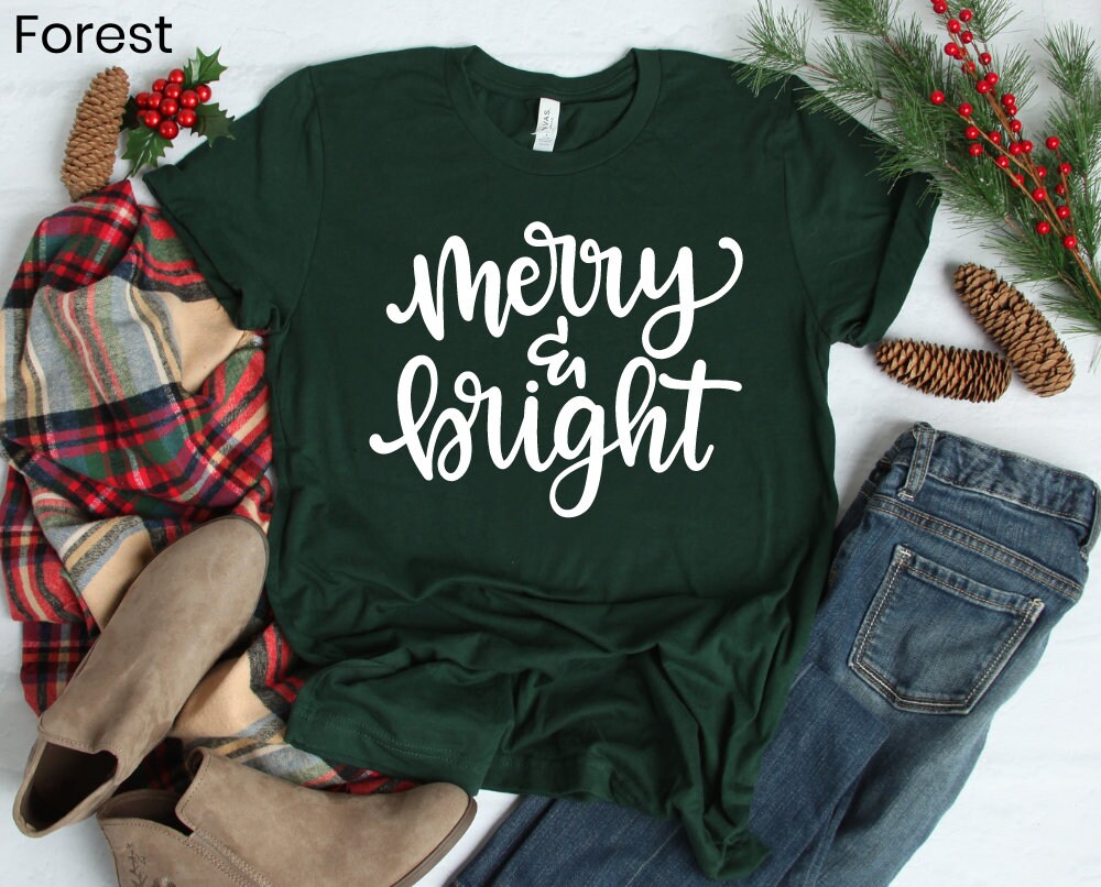 Merry and Bright Shirt Christmas Shirt Holiday Shirt Merry | Etsy