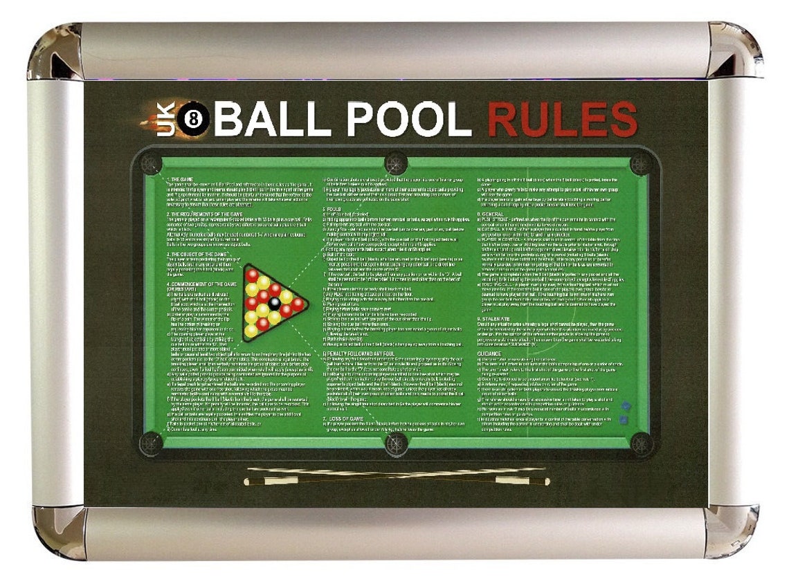 Official Pool Game Rules Print UK British 8 Ball League English Table ...
