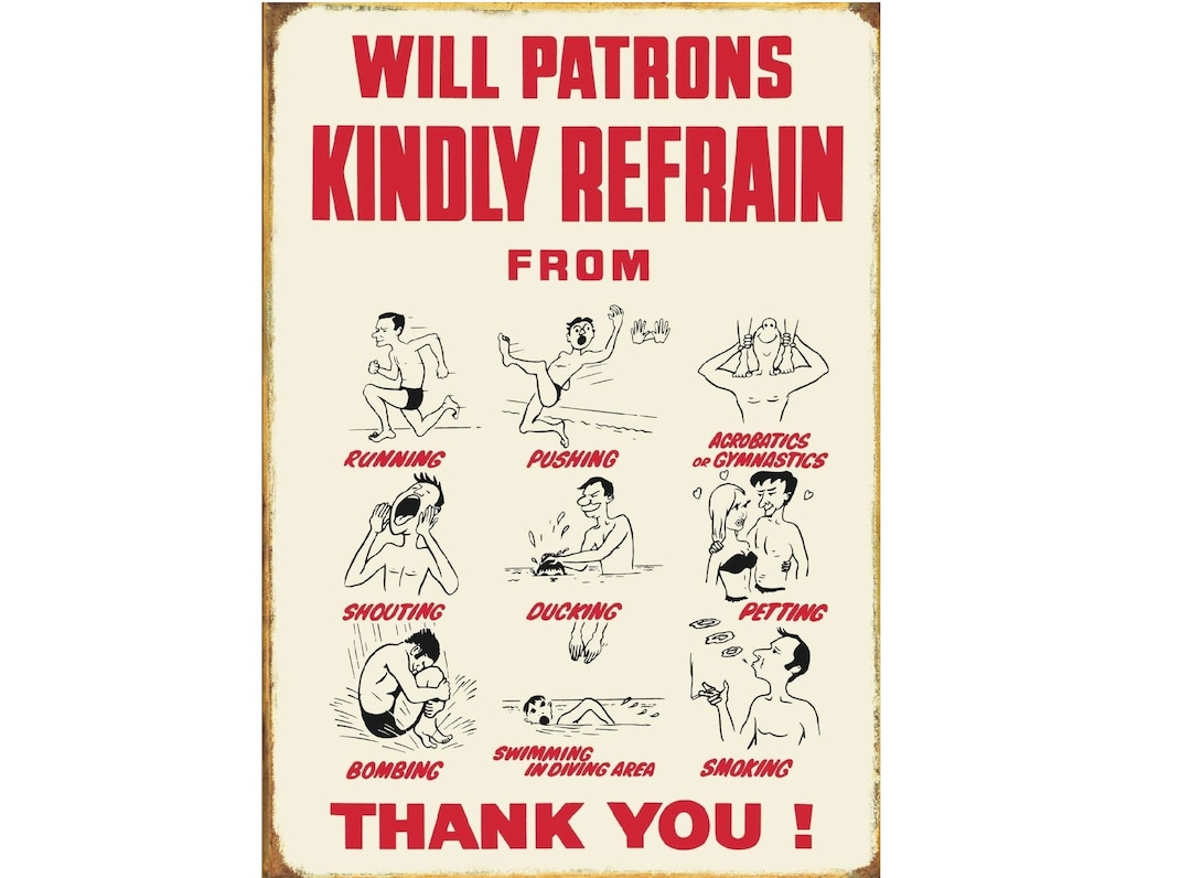Retro Swimming Pool Rules Poster Print From the 80's - Etsy